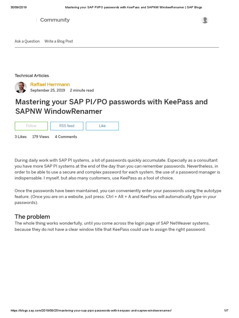 Mastering Your SAP PI - PO Passwords With KeePass and SAPNW ...