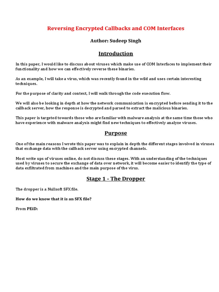 Analyzing Encrypted Malware Callbacks Pdf Component Object Model