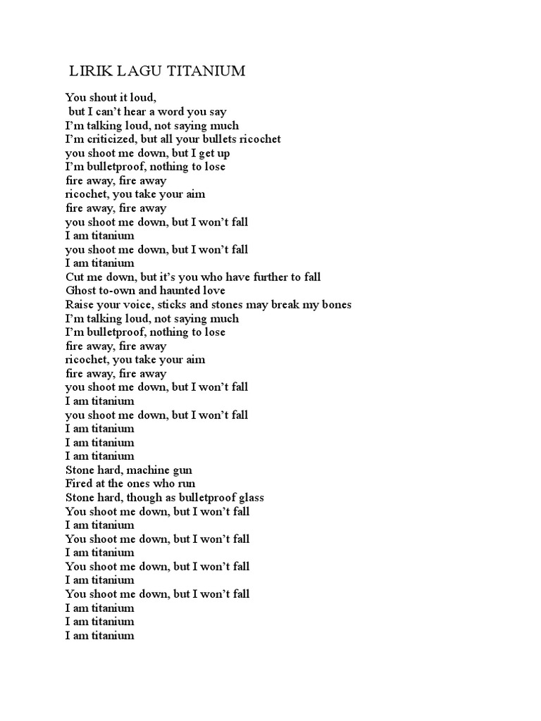 Lirik Lagu Titanium | PDF | Home & Garden
