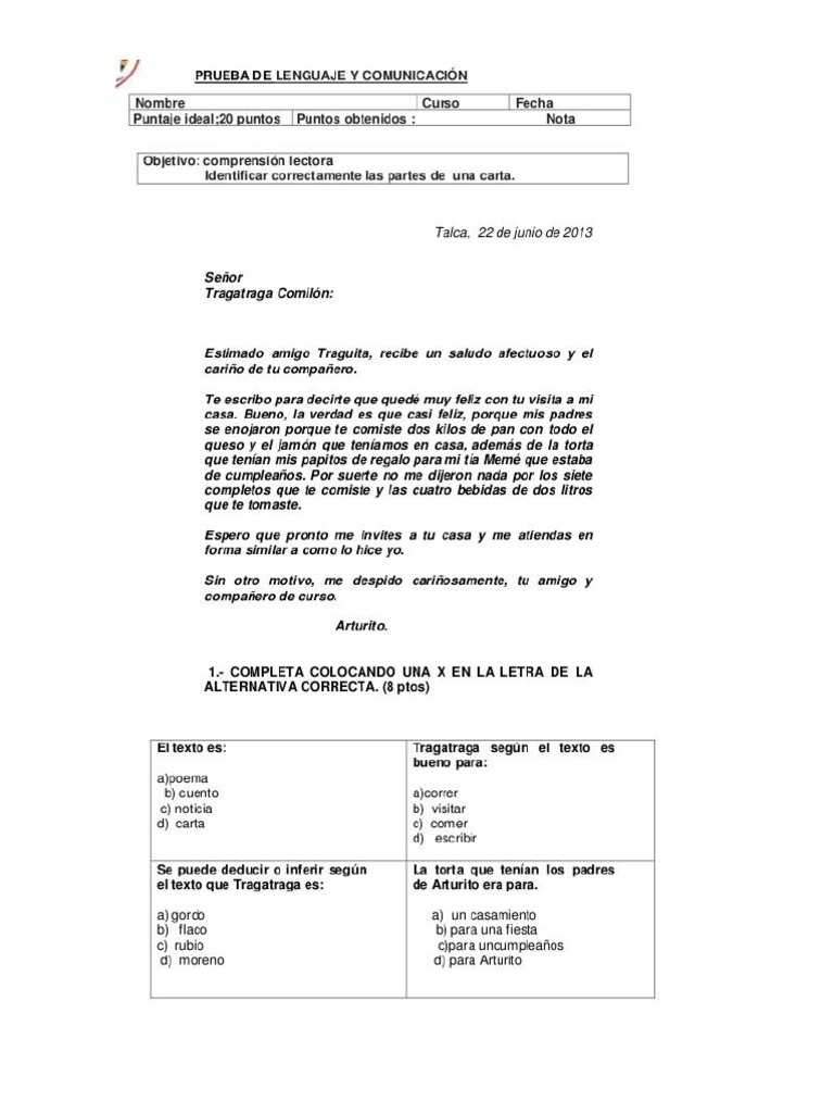 Partes de Una Carta Prueba | PDF