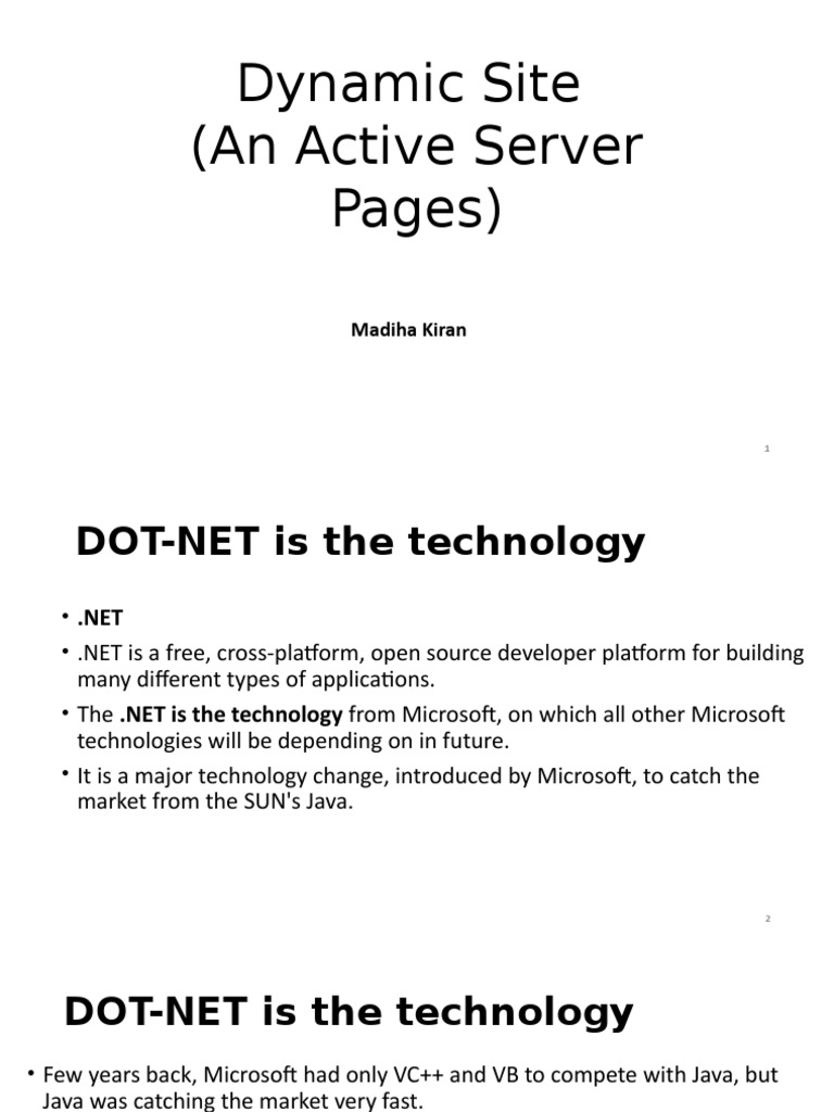 Dynamic Site (An Active Server Pages) : Madiha Kiran | PDF | Model–View ...