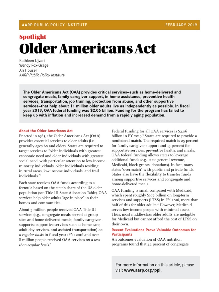 Older Americans Act | Inflation | Caregiver