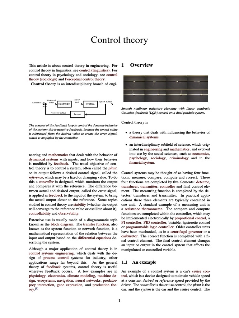 Control Theory Explained | PDF | Control Theory | Applied Mathematics