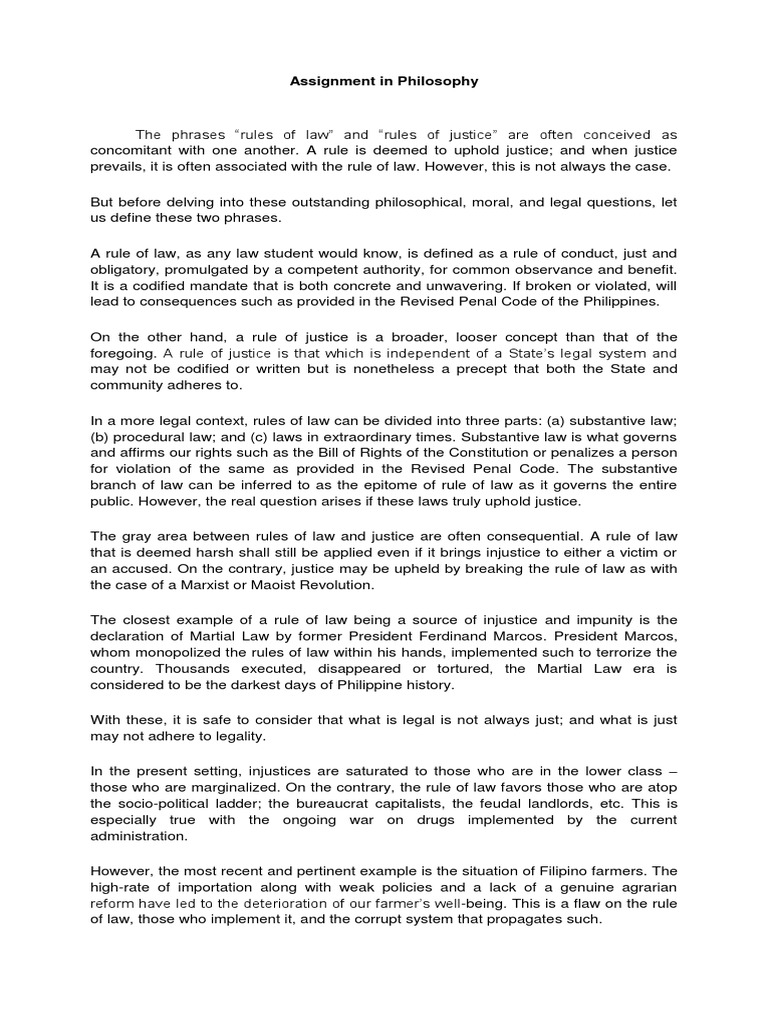 Assignment in Philosophy | Download Free PDF | Rule Of Law | Capitalism