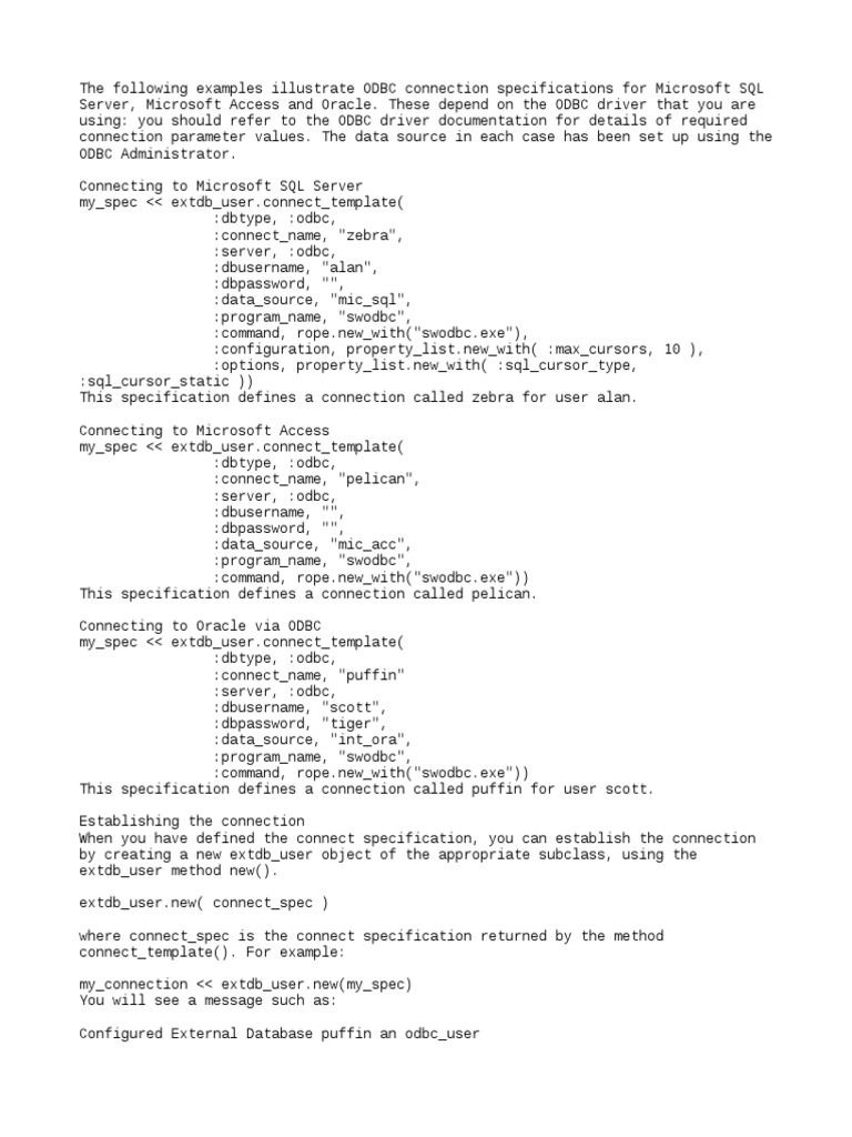 Magik Odbc | PDF | Method (Computer Programming) | Microsoft Access Magik Odbc | PDF | Method (Computer Programming) | Microsoft Access