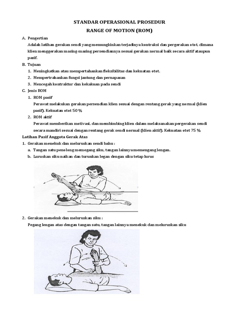 Standar Operasional Prosedur Range of Motion (Rom) : Latihan Pasif ...