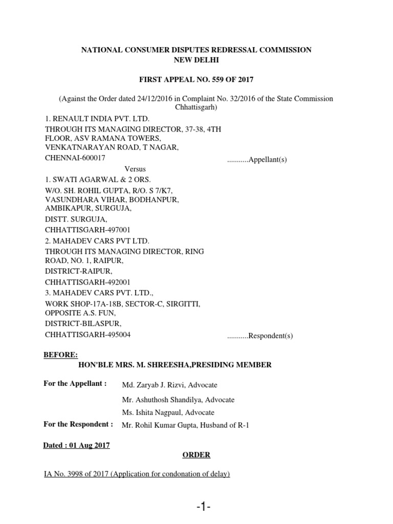 National Consumer Disputes Redressal Commission New Delhi First Appeal ...
