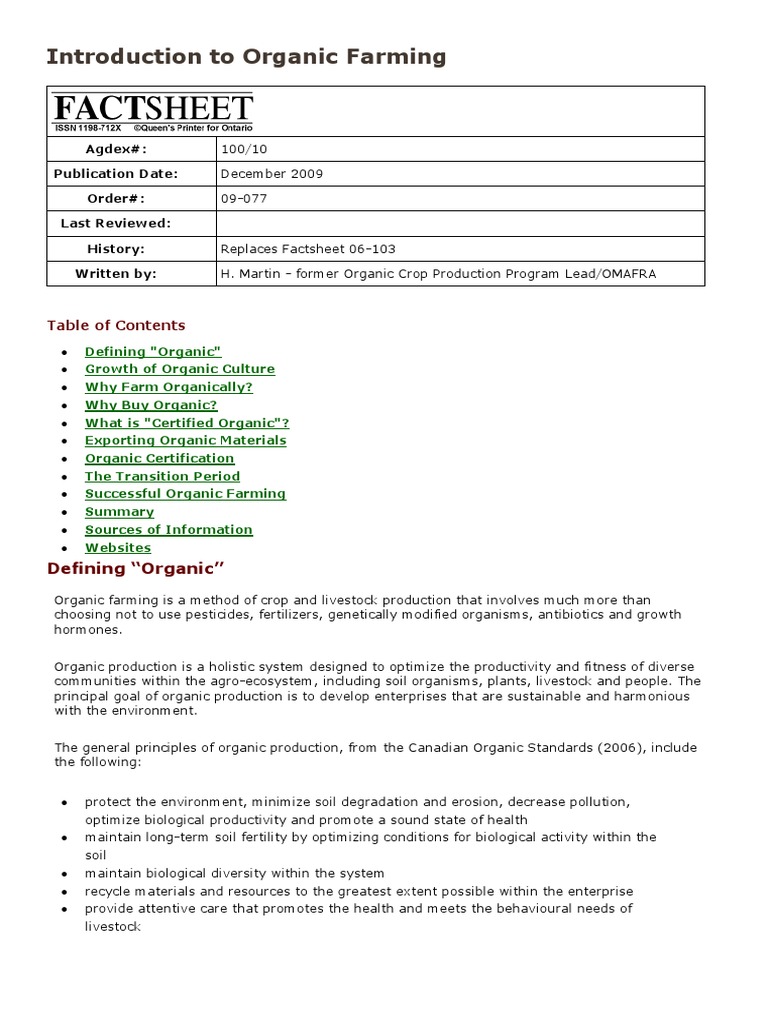 Introduction To Organic Farming | PDF | Organic Farming | Organic Foods