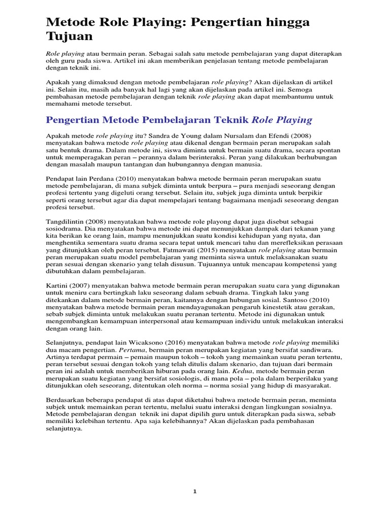 Metode Role Playing | PDF