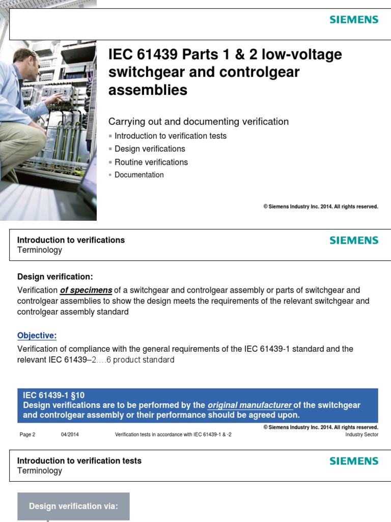 IEC 61439 Parts 1 & 2 Low-Voltage Switchgear and Controlgear Assemblies ...