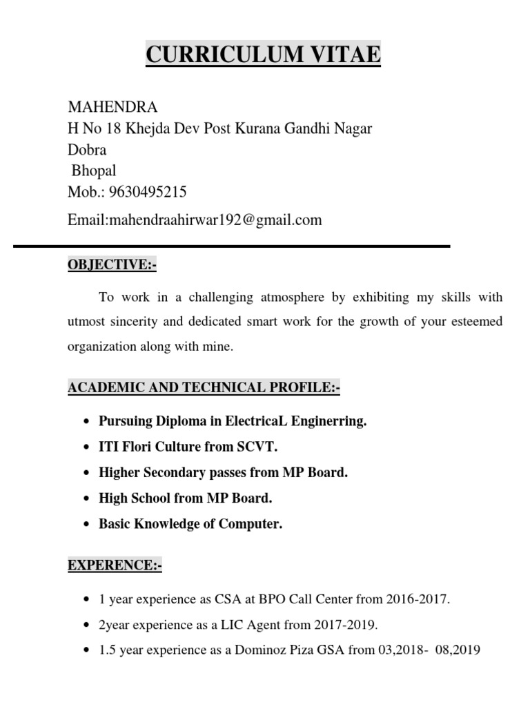 Mahendra's CV: Skills & Experience | PDF | Career & Growth | Business