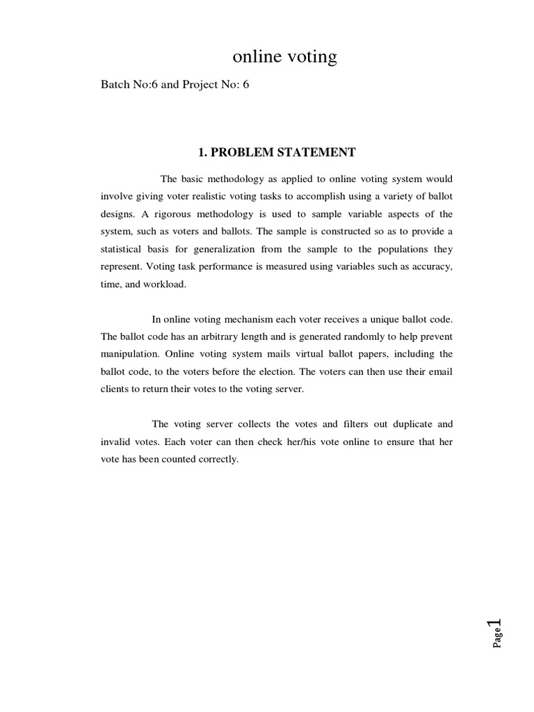 Online Voting: Batch No:6 and Project No: 6 | PDF | Class (Computer ...