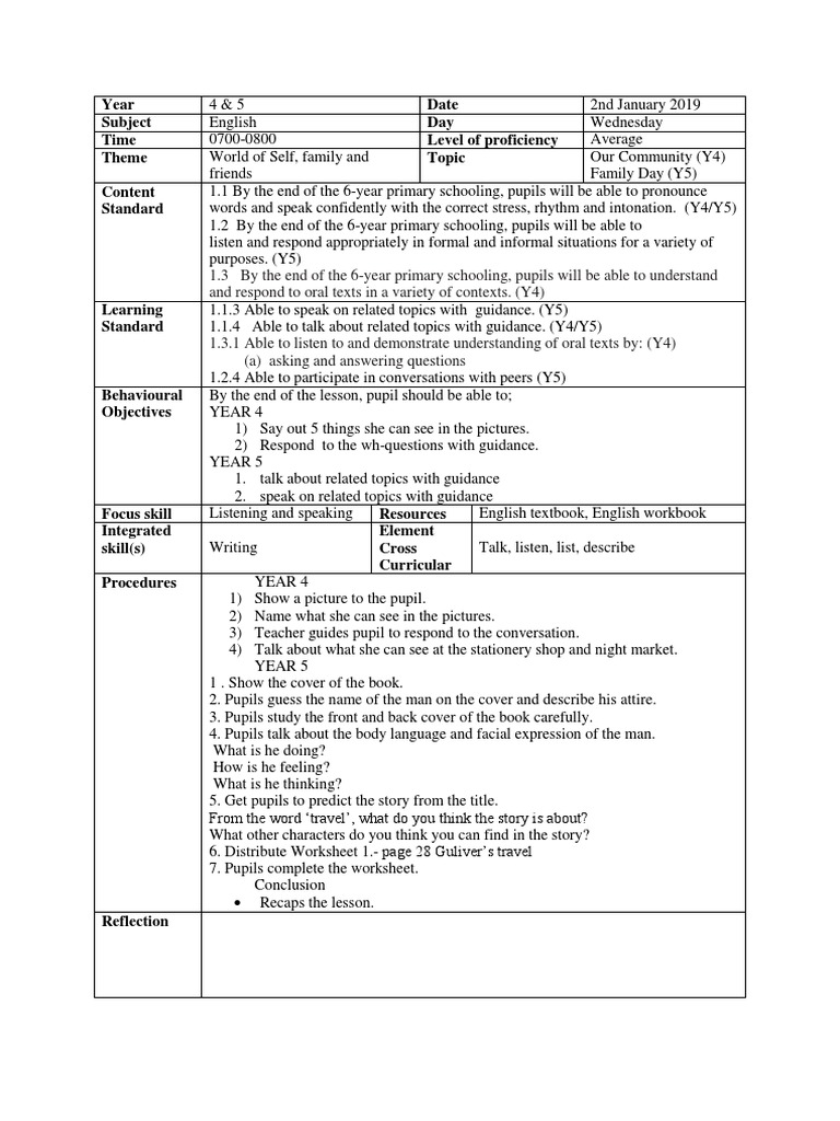Unit 1 Year 4 & 5 | PDF | Question | English Language