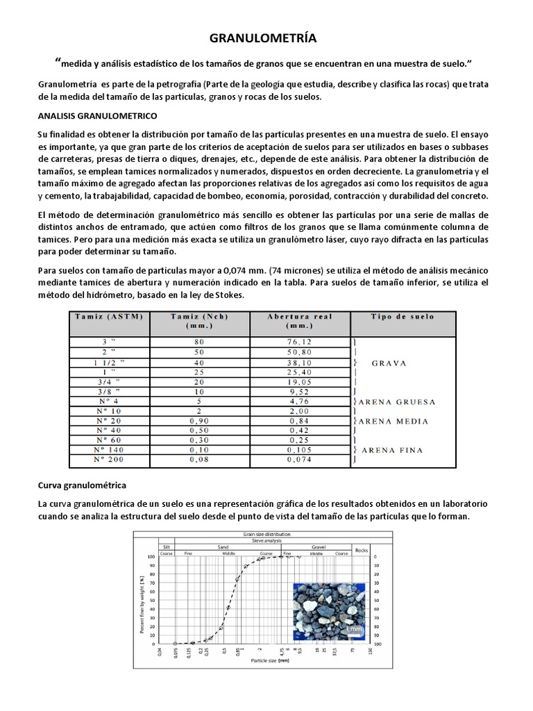 GRANULOMETRÍA | PDF | Geología | Ciencias fisicas