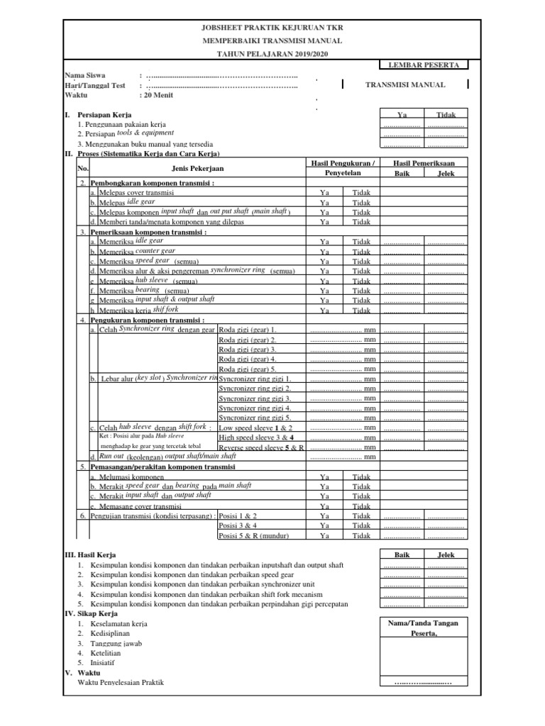 Jobsheet Praktik TKR | PDF