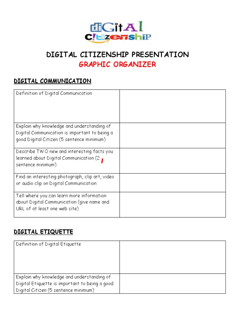 Digital Citizenship Graphic Organizer 3 | PDF | World Wide Web ...