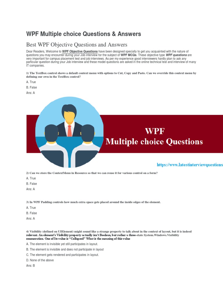 Best WPF Objective Questions and Answers | PDF | Extensible Application Markup Language ...