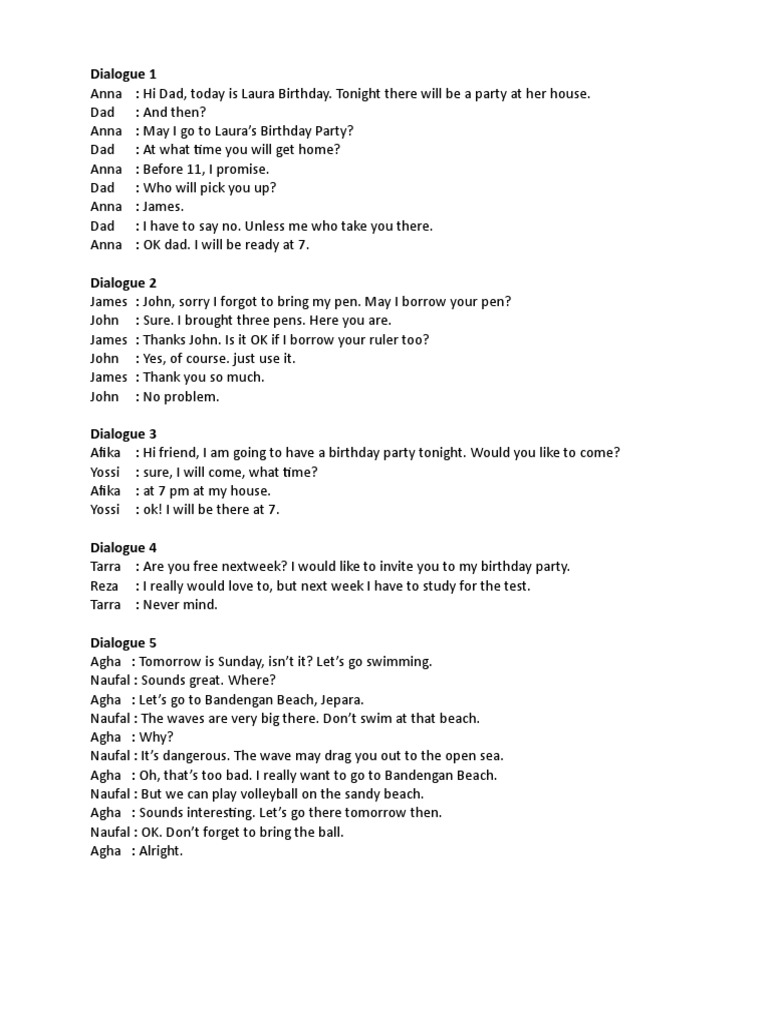 Conversations Between Friends: Planning Activities and Birthday Parties ...