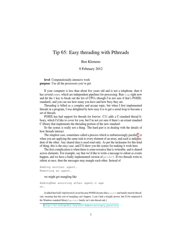 115 Tip Pthreads | PDF | Thread (Computing) | Computer Programming