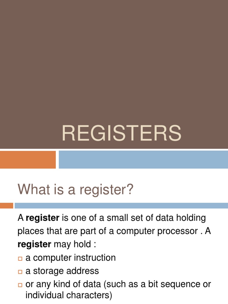 Registers PDF | PDF | Pointer (Computer Programming) | Random Access Memory