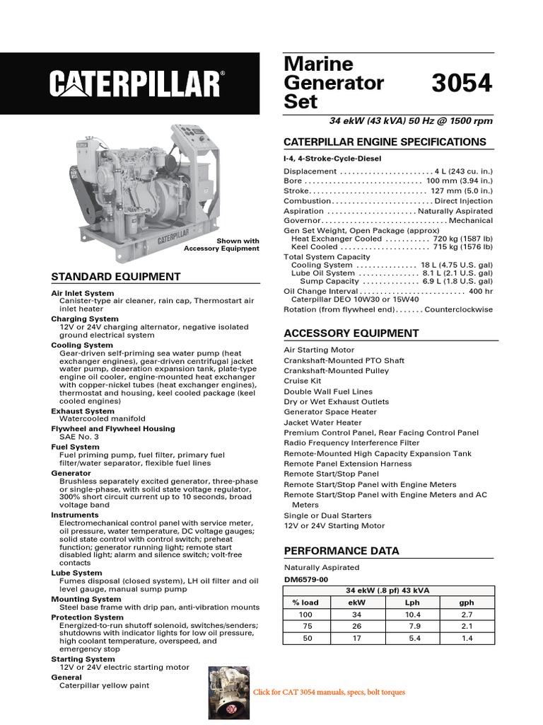 Cat 3054 34kw Spec Sheet | PDF | Thermostat | Hvac