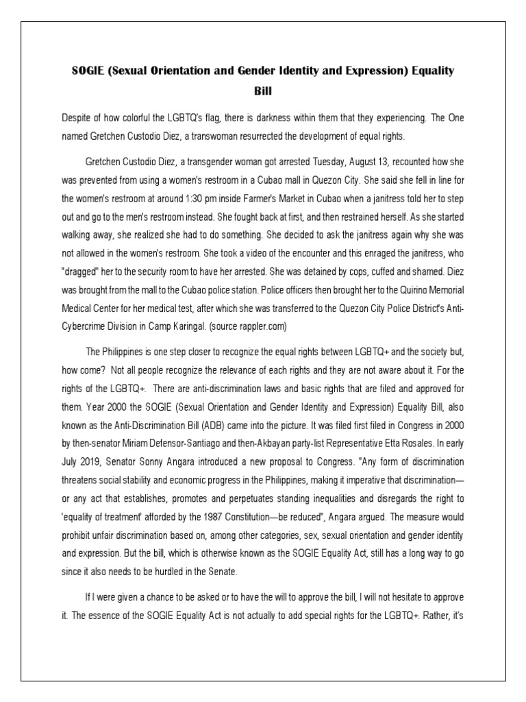 Sogie Bill | PDF | Human Rights | Rights