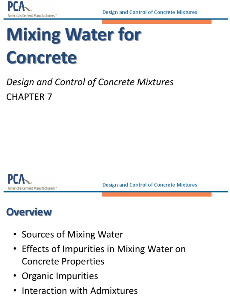 PCA Chapter 7 - Mixing Water For Concrete | PDF | Salt (Chemistry ...