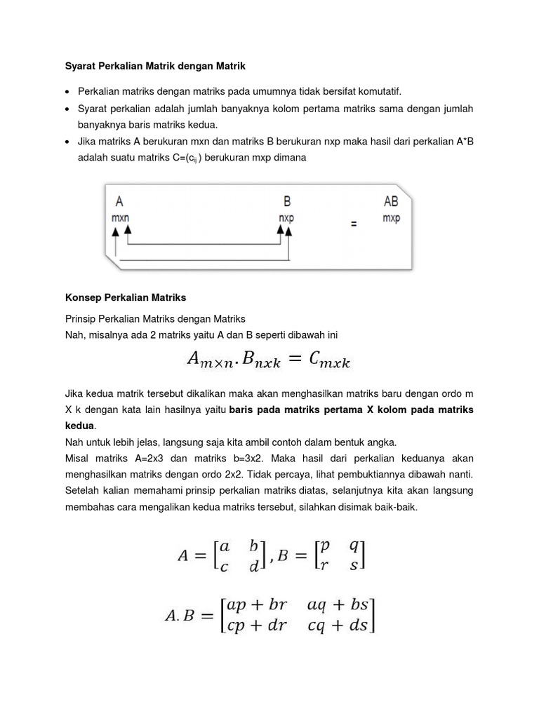 Syarat dan Prinsip Perkalian Matriks | PDF | Metode & Bahan Ajar ...