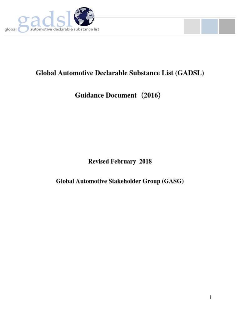 GADSL 2018 Guidance for Automakers | PDF | Chemical Substances | Supply ...