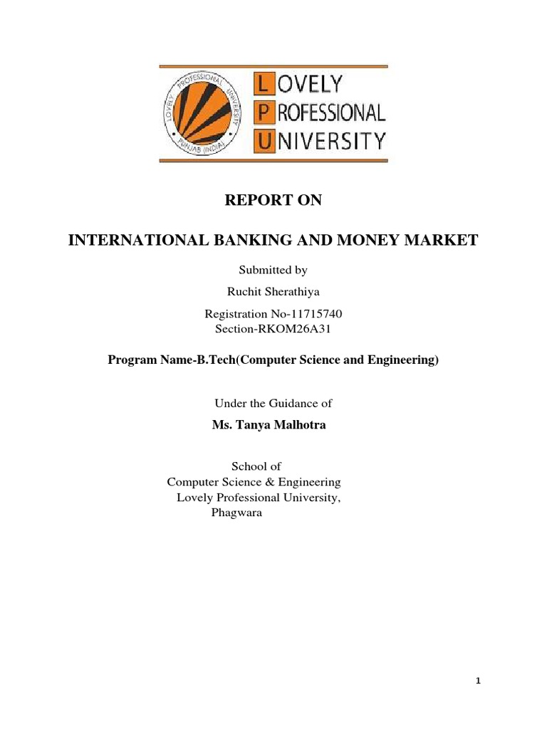 Report On International Banking and Money Market | PDF | Money Market ...