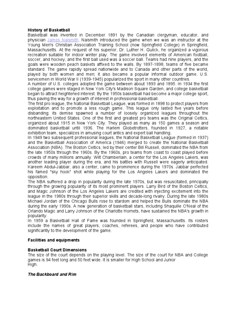 History of Basketball | PDF | National Basketball Association | Referee