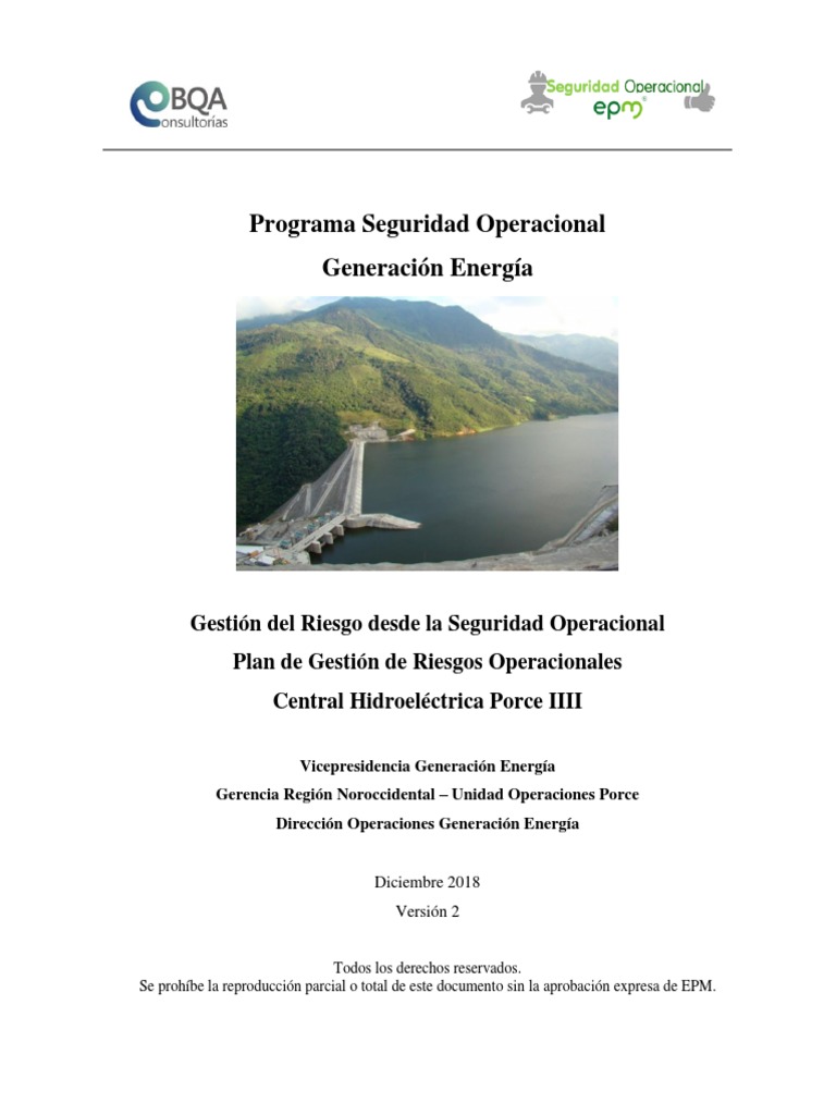 Pgro Porce III Epm v2 | PDF | Generación eléctrica | Riesgo