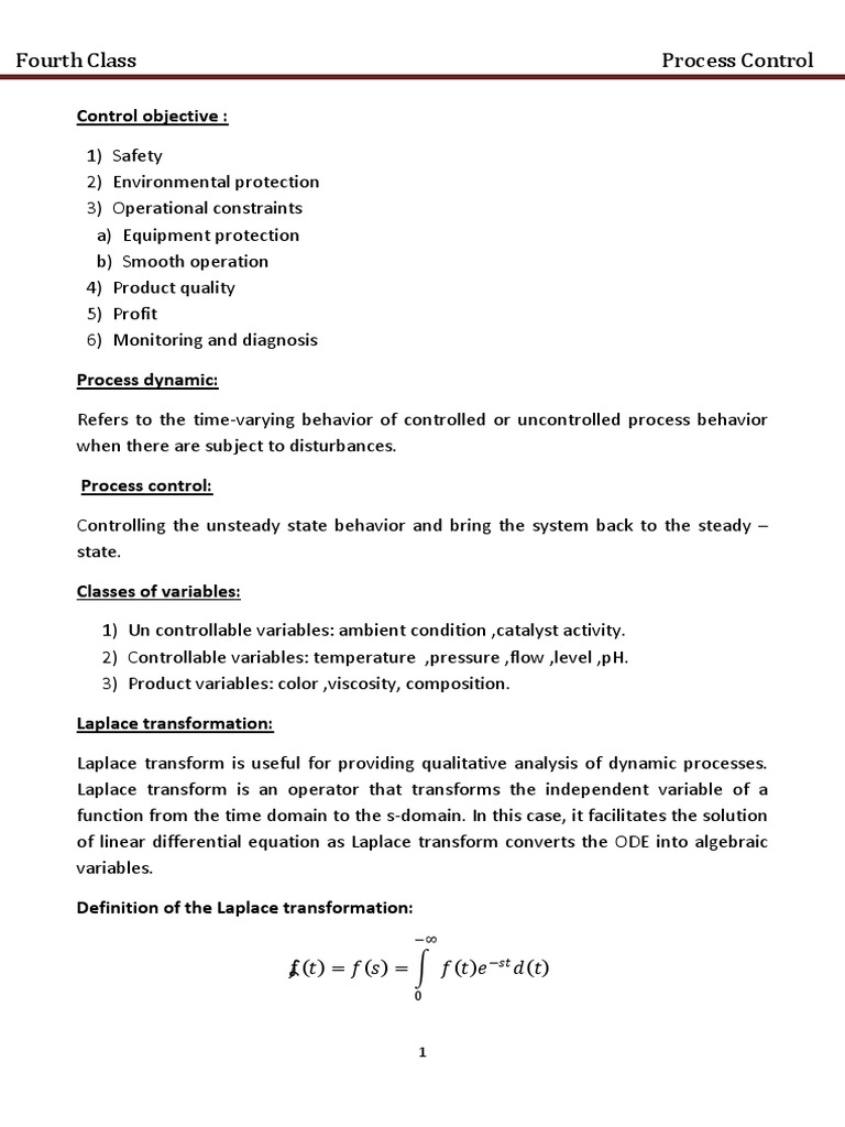 Process Control | PDF | Laplace Transform | Differential Calculus