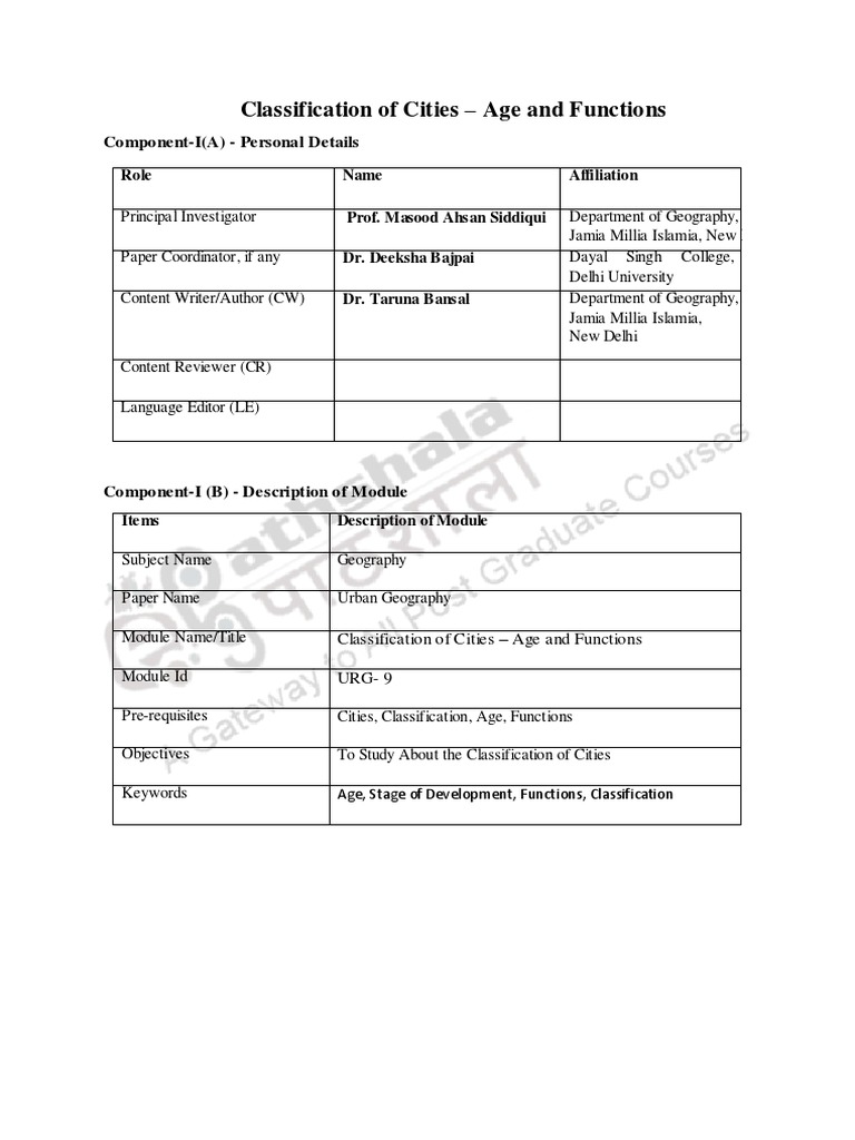 Classification of Cities by Age and Function | PDF | Urban Area ...