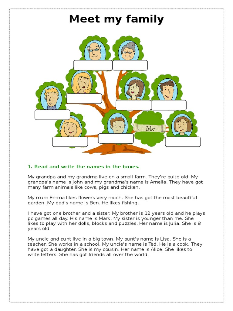 Meet My Family - Reading Comprehension