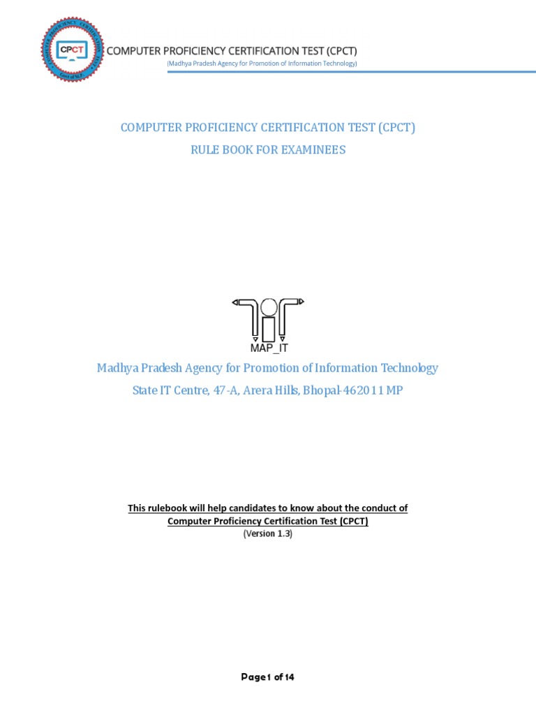 Computer Proficiency Certification Test (CPCT) Rule Book For Examinees ...
