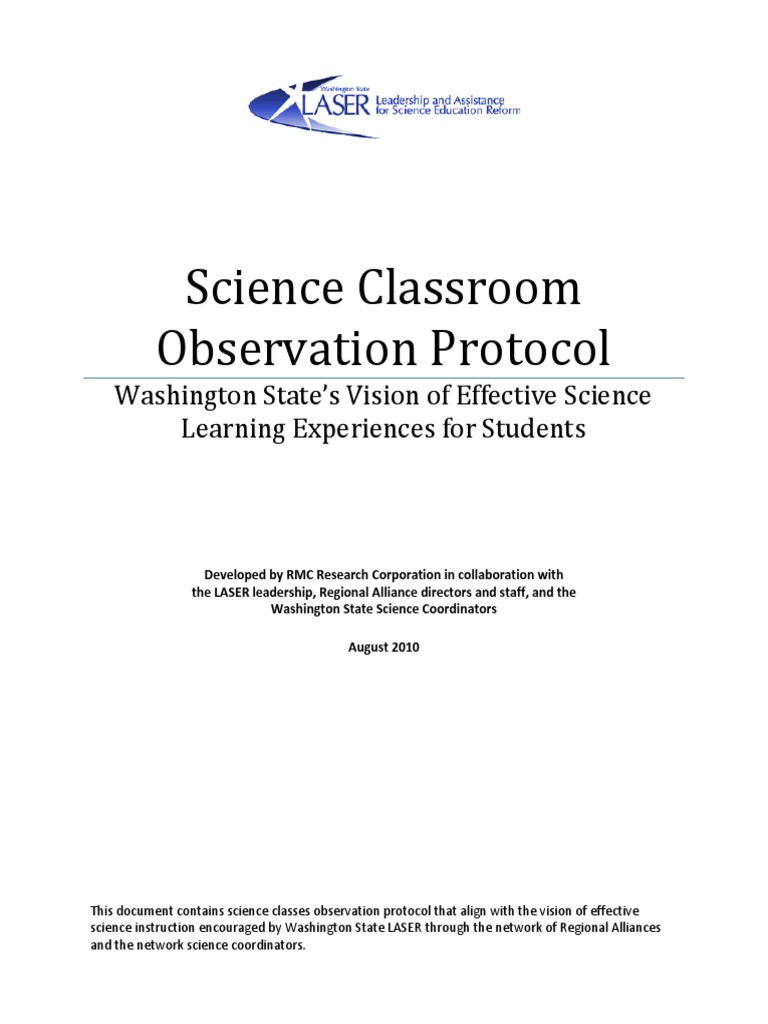 Science Classroom Observation Protocol: Washington State's Vision of ...