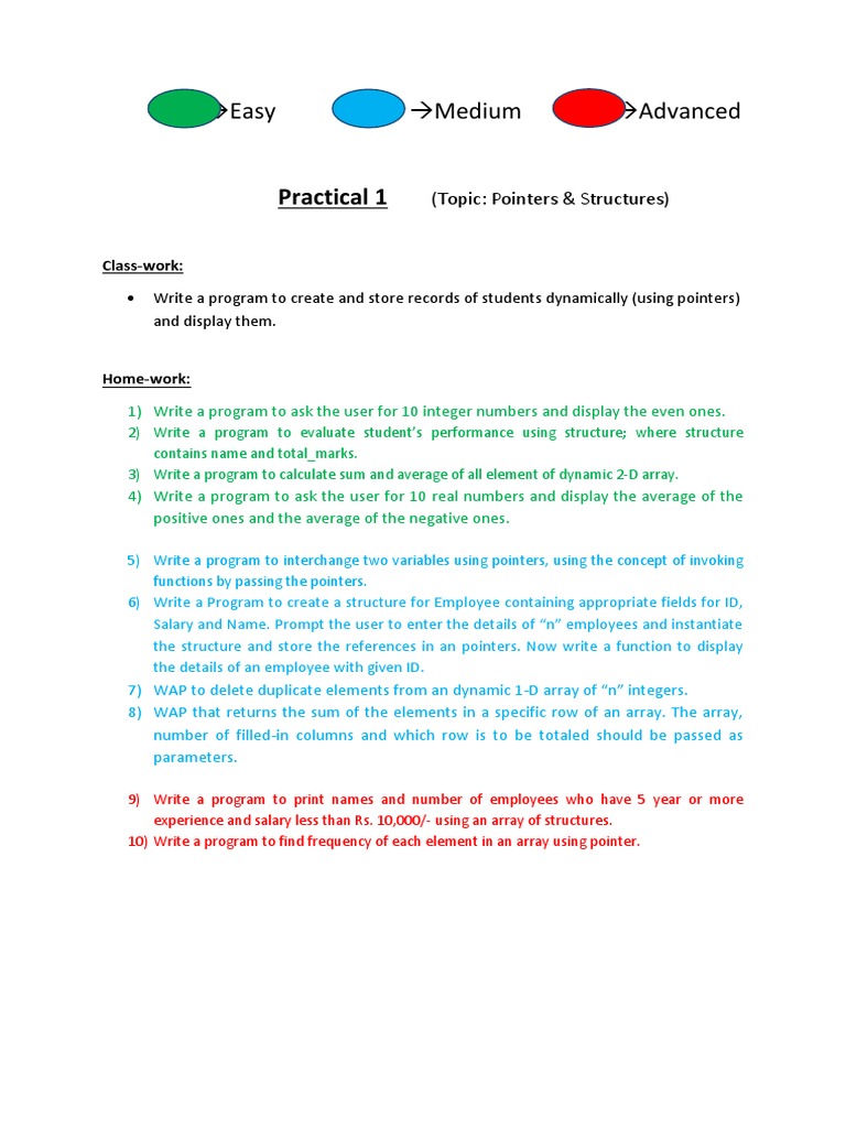 Easy Medium Advanced: Practical 1 | PDF