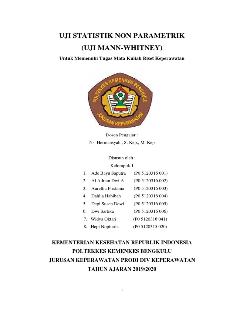 Makalah Uji Statistik Non Parametrik (Uji Mann - Whitney) | PDF Makalah Uji Statistik Non Parametrik (Uji Mann - Whitney) | PDF