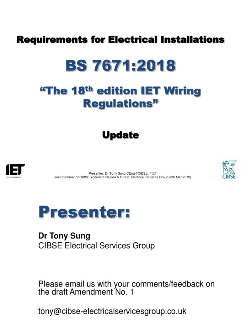 BS - 7671 - CIBSE Lecture (Yorkshire Branch) | PDF | Electricity ...