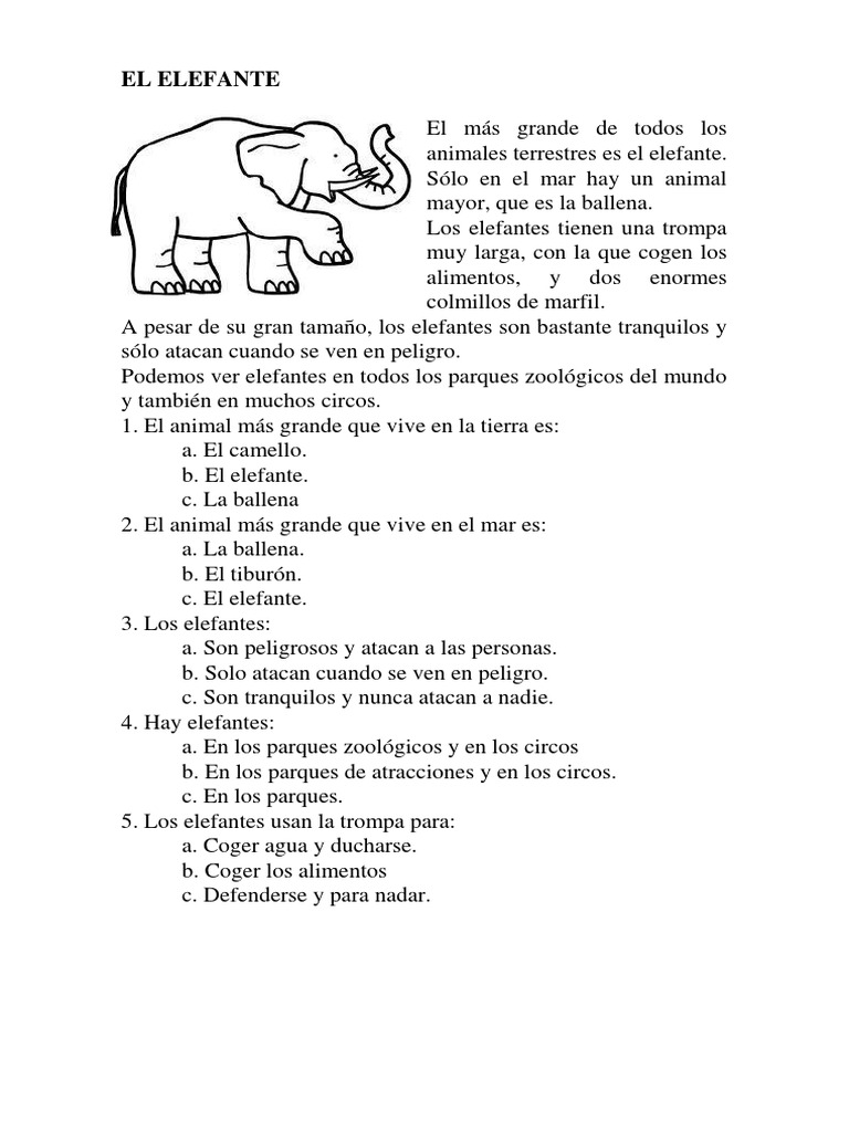 El Elefante Lectura | PDF