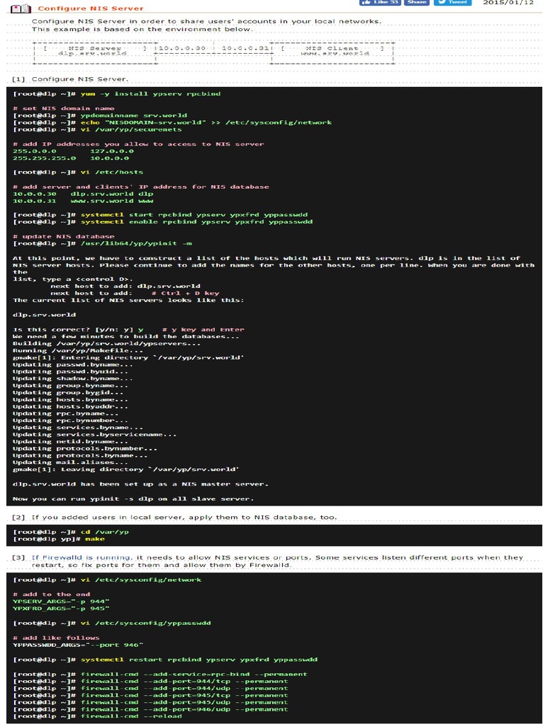 CentOS 7 - Configure NIS Server - Server World | PDF