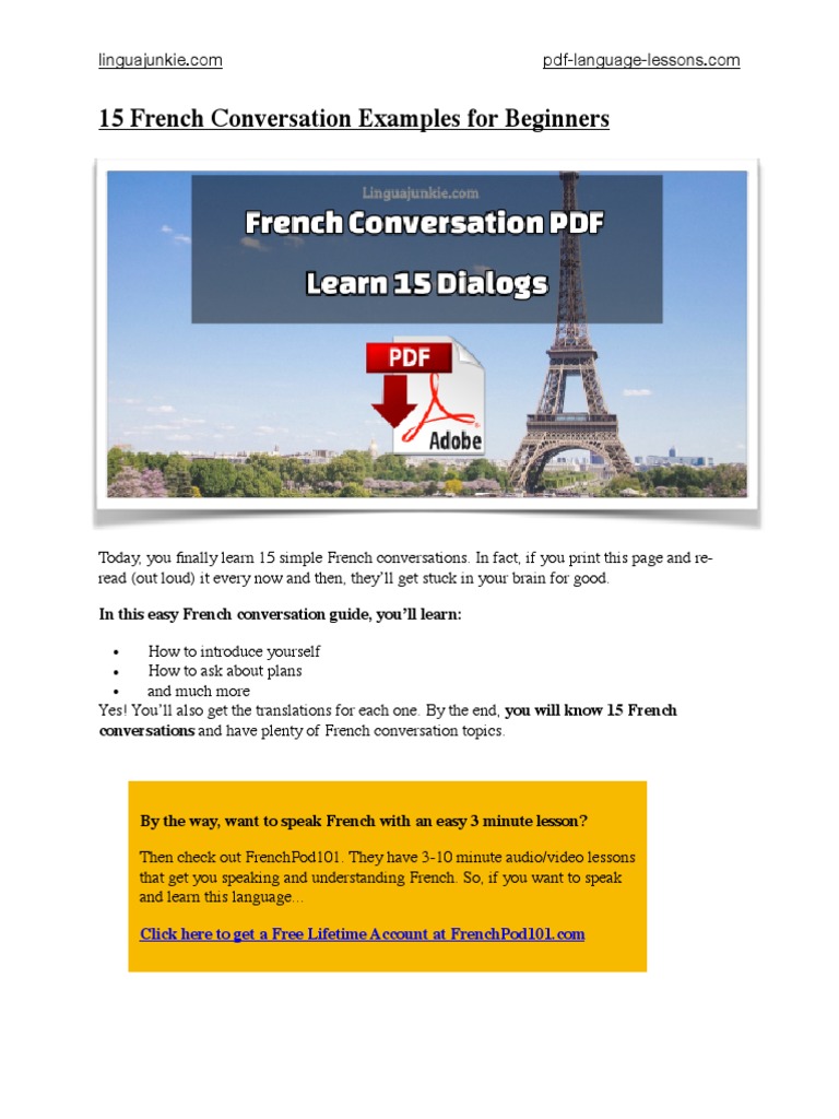 15 French Conversation Examples For Beginners: in This Easy French ...