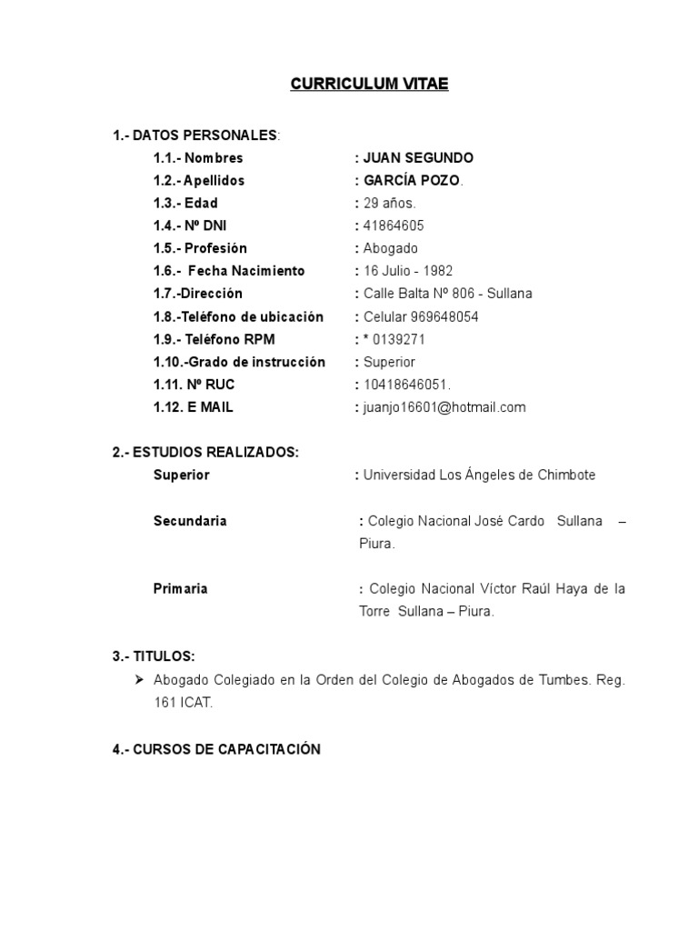 Curriculum Vitae Juan Garcia | PDF | Derecho penal | Procedimiento Criminal