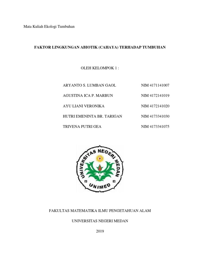 Faktor Lingkungan Abiotik (Cahaya) Terhadap Tumbuhan | PDF