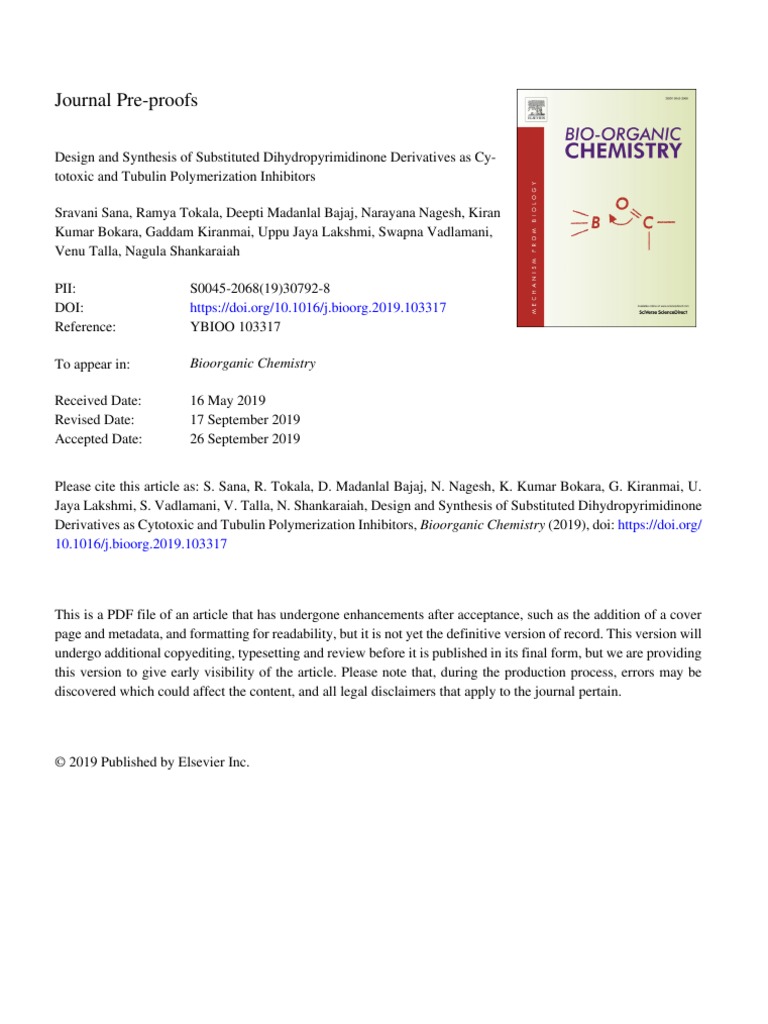 Journal Pre-Proofs: Bioorganic Chemistry | PDF | Apoptosis | Reactive ...