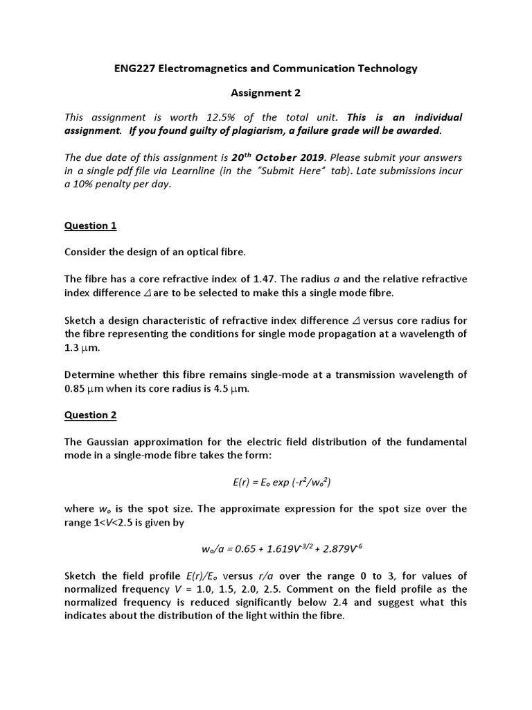 Assignment | PDF | Optical Fiber | Laser