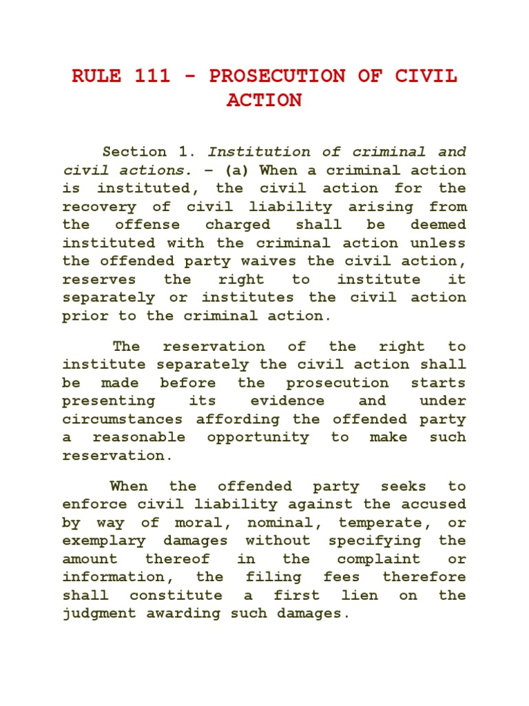 RULE 111 of Rules of Criminal Procedure | PDF | Lawsuit | Prejudice ...