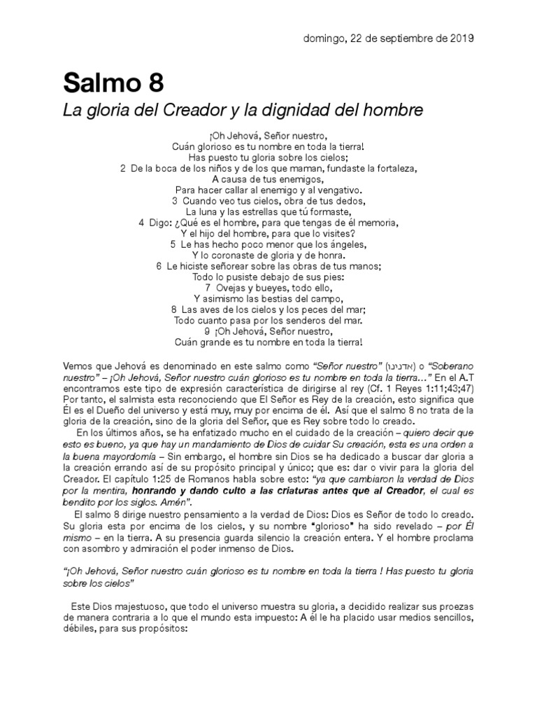 Salmo 8 | PDF | Salmos | Dios